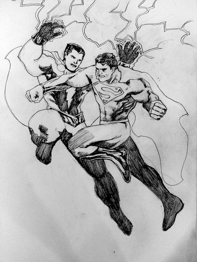 Draw your comic book line art, superhero fan art, illustration by ...