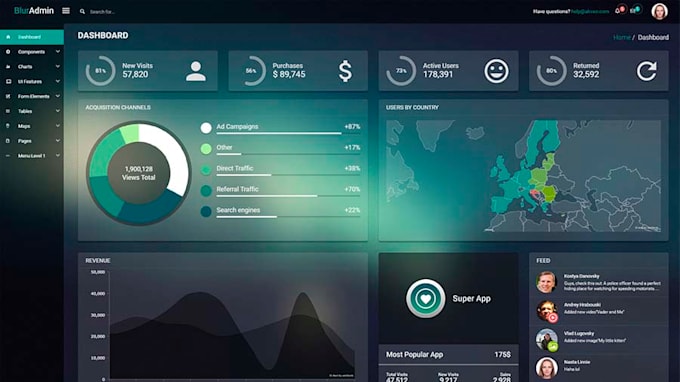 Create an amazing admin dashboard template by Olumitide | Fiverr