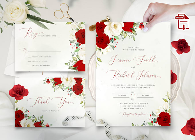 Design unique wedding invitation package by Belayachi | Fiverr