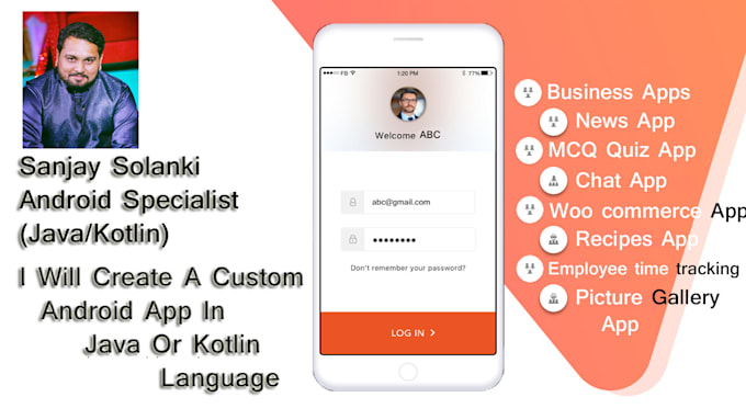 Create a custom android app in java or kotlin by Sanjayandroid | Fiverr