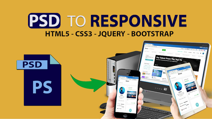 Convert psd to bootstrap, responsive, html and sass by Atiqurr | Fiverr