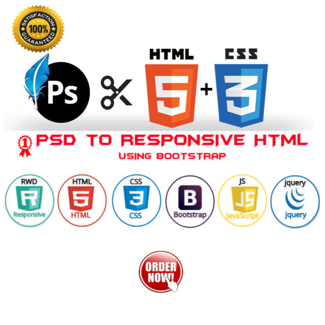 Convert psd to responsive html web design using bootstrap by Hasnatz | Fiverr