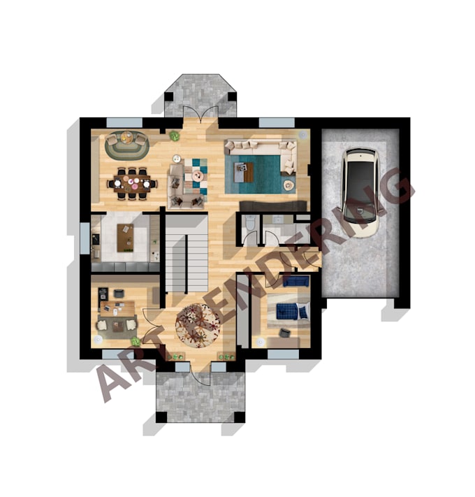 Make 2d floor plan rendering for real estate by Artrendering | Fiverr