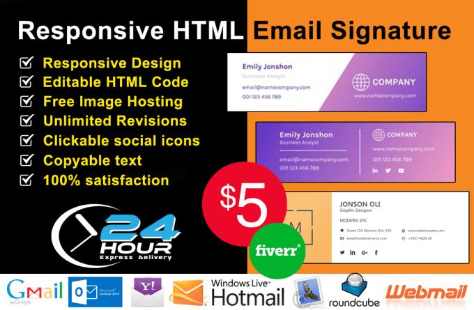 Design clickable html email signature by Asifriyad | Fiverr Design clickable html email signature by Asifriyad | Fiverr