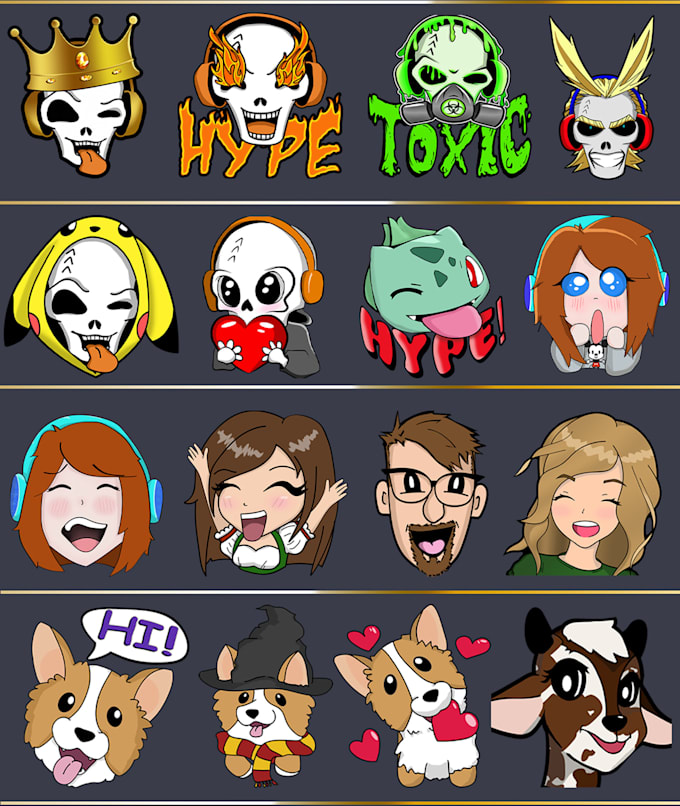 Make custom twitch emotes by Whalesfrolic | Fiverr