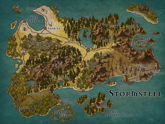Design a fantasy map for your world by Edwardlg | Fiverr