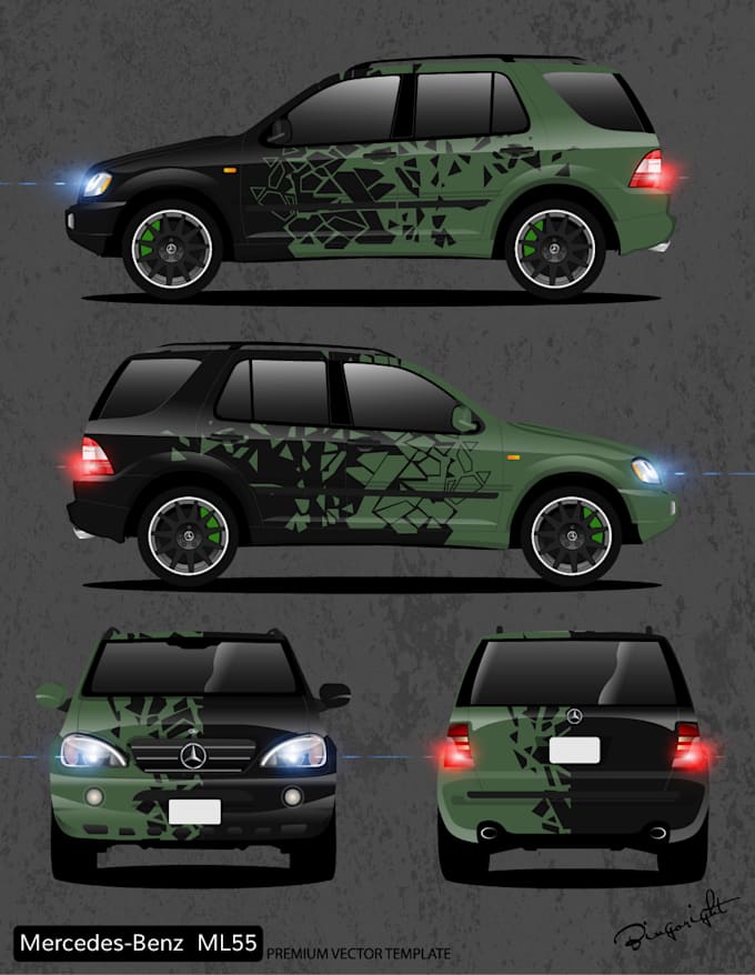 Design a custom blueprint car template for wrap by Bingoright | Fiverr