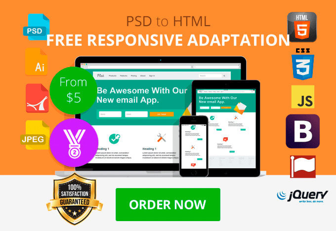 Design psd to html css by Roaimughal | Fiverr