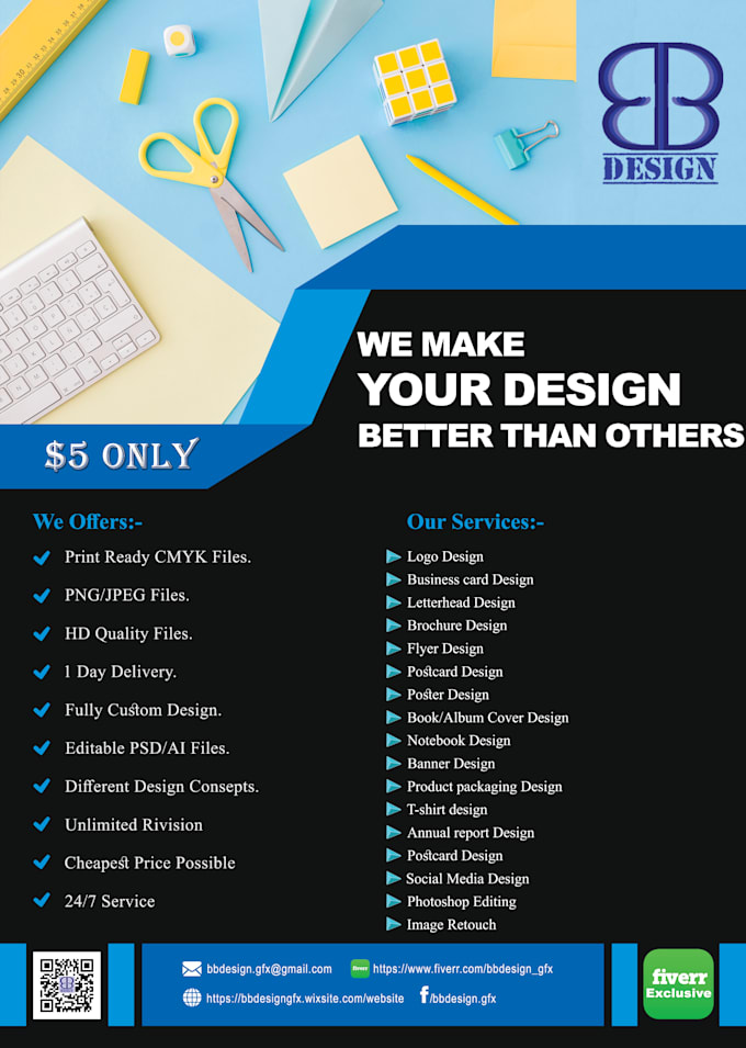 Do various graphics design at a reasonable price by Bbdesign_gfx | Fiverr