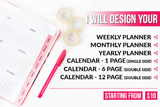 Design professional yearly planner or calendar by Junaid5ahmed | Fiverr