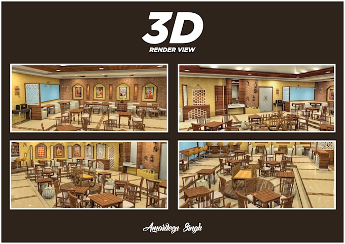 Design realistic restaurant interior by Amardeepsinghr | Fiverr