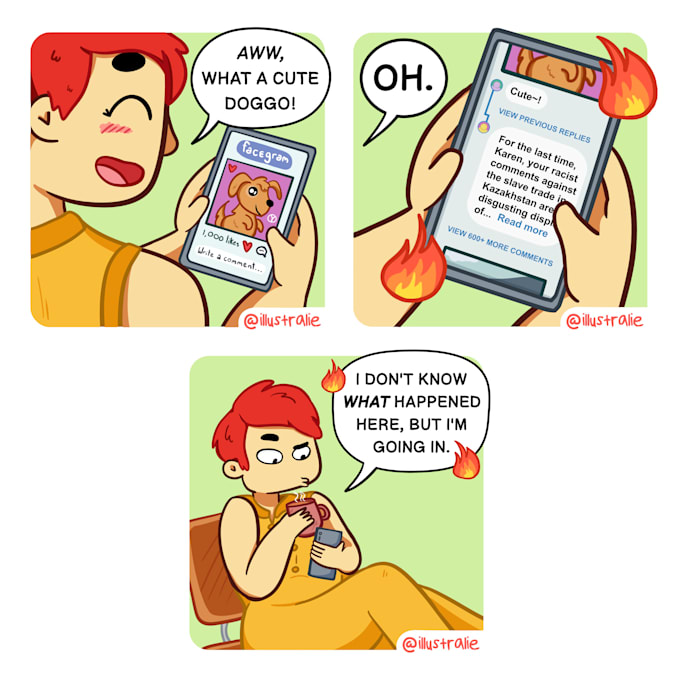 Draw you a funny viral comic strip for social media by Alieangeles | Fiverr