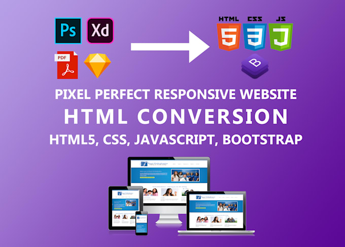 Convert psd to html, xd to html, sketch to html responsive bootstrap by ...