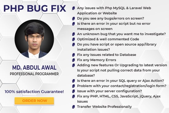Fix Php Mysql And Laravel Web App Script Code Error Issues Problem Or Bugs By Awal121 Fiverr