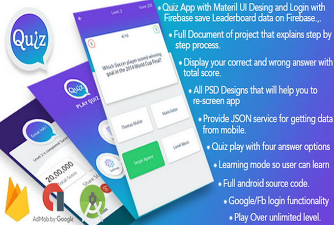 Code source play quiz material design v1 0 by Bouhiapro | Fiverr