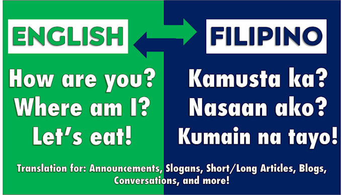 Translate english to filipino or tagalog and vice versa by Noname_222 ...