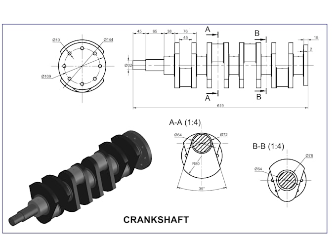 Do 2d mechanical drawings in autocad by Angelcad | Fiverr