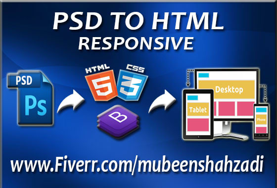 Convert psd to html with responsive web design by Mubeenshahzadi | Fiverr