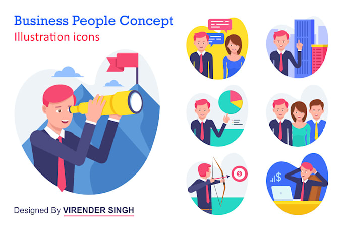 Design flat illustration icons by Virendergraphic | Fiverr