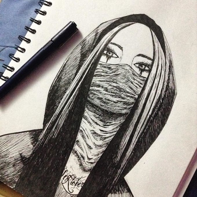 Draw an ink character for you by Nekrofaxis | Fiverr