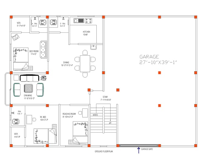 Create a simple ground floor plan by Humayonk85 | Fiverr