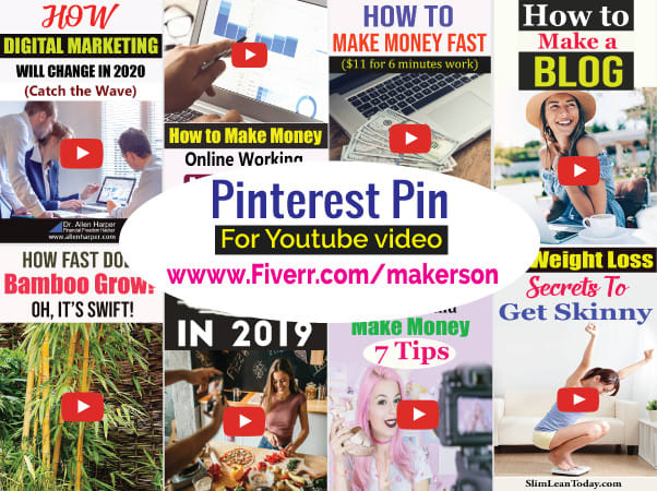 Create pinterest image design for youtube video by Makerson | Fiverr