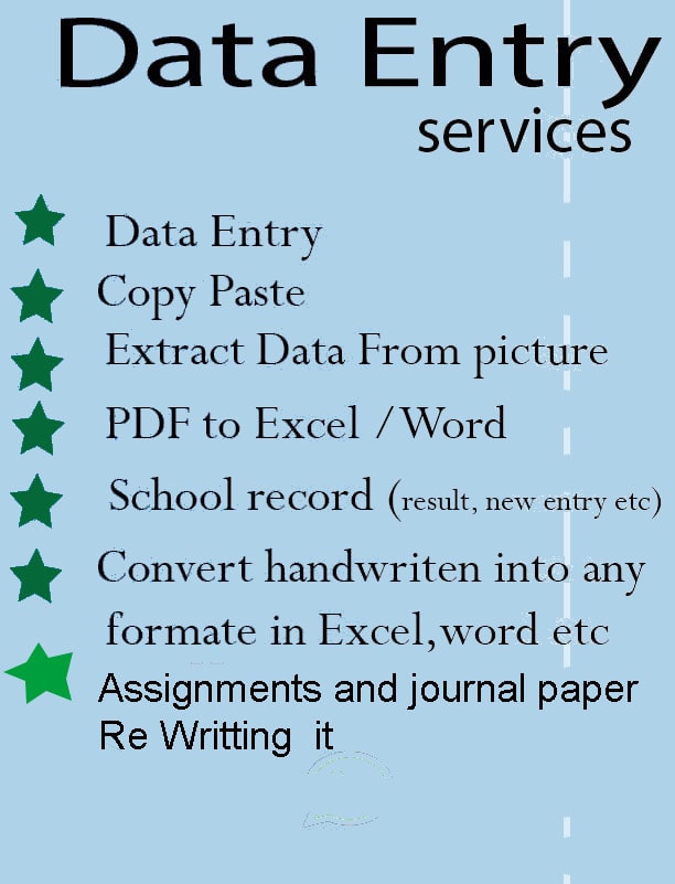 Do data entry work complete, paper creating, assignments, results by ...