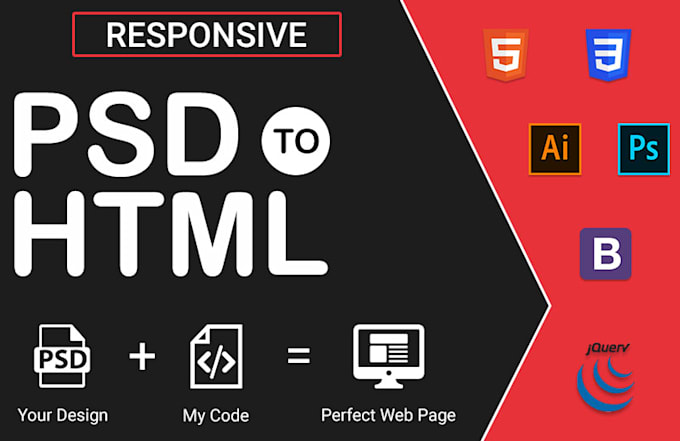 Convert sketch, image, psd to html responsive bootstrap 4 by ...