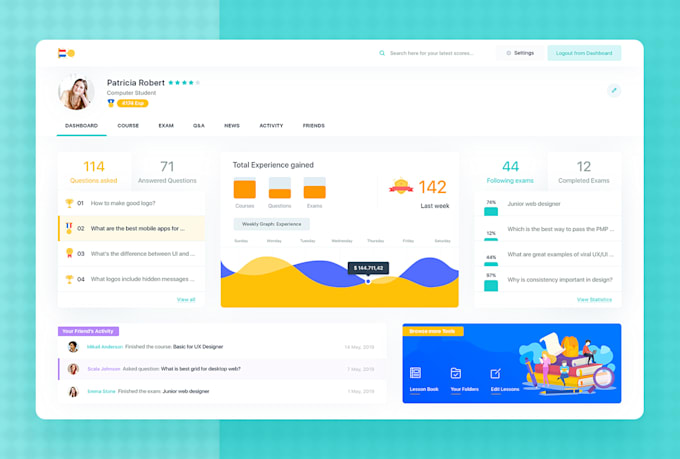 Do creative dashboard ui app design by Oneonedigital | Fiverr