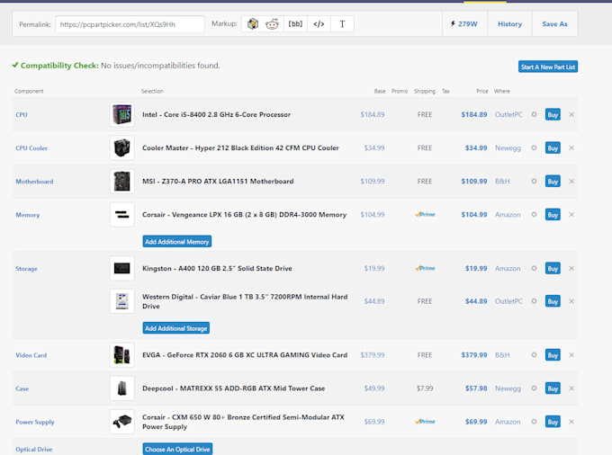Help you create a pc parts list by Tasktechno | Fiverr