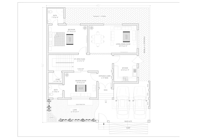 Draw, redraw 2d architectural floor plan, blueprint autocad by Sarmad_sardar | Fiverr