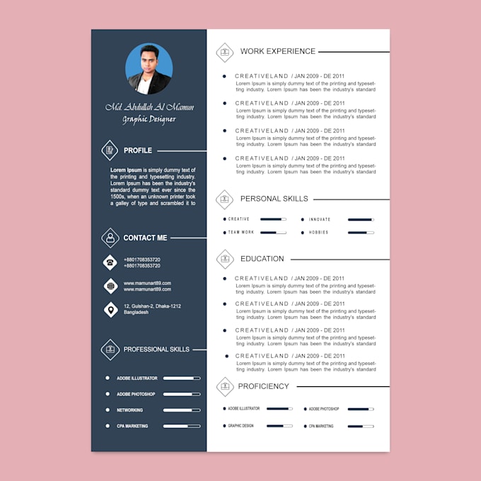 Do cv design, data entry,typing and copy paste work by Mamunart89 | Fiverr
