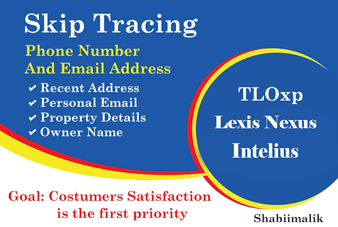 Do real estate skip tracing using tloxp intelius lexis nexis low price by Shabiimalik | Fiverr