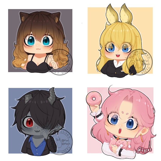 Turn your character into a cute chibi art by Fycat30 | Fiverr