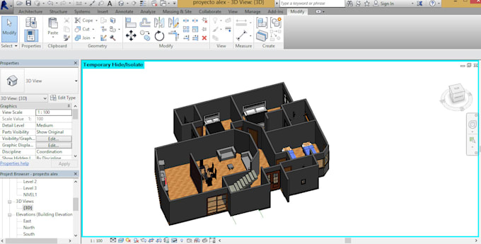 Create a 3d model of your floor plan with revit by Spnieto | Fiverr
