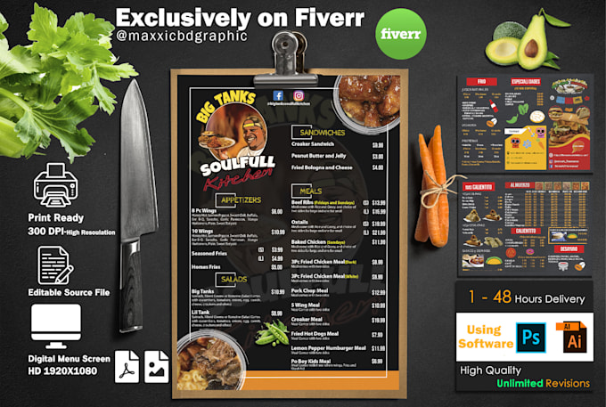 Design restaurant flyer, poster, takeaway and tv screen menu by ...