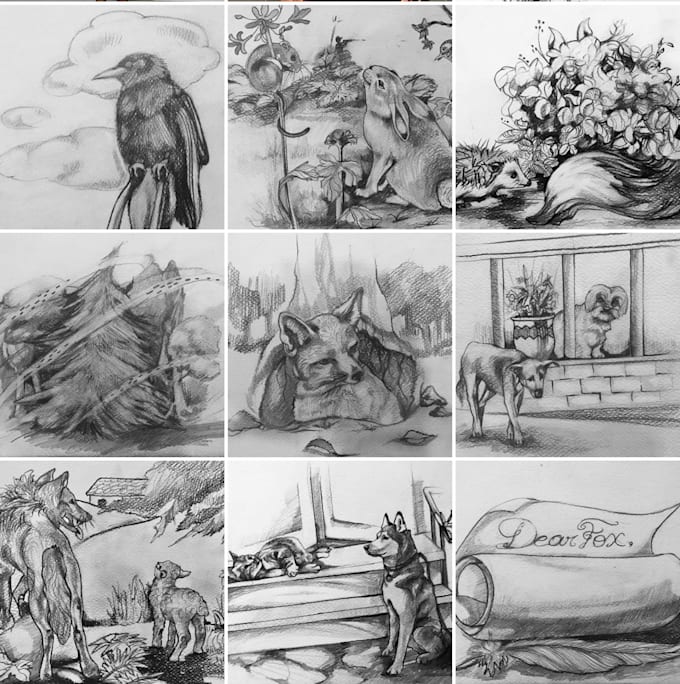Create pencil drawing to illustrate your poems and story by ...