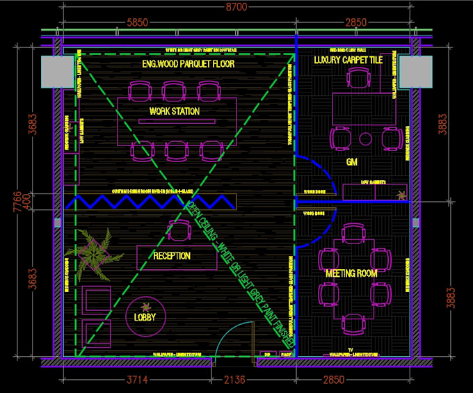 Draw 2d basic layouts for offices with furniture by Arqdianamec | Fiverr