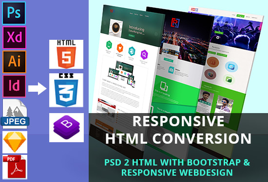 Convert psd to html with bootstrap 4 by Hm_saife | Fiverr