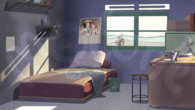 Paint simple visual novel background by Motonedev | Fiverr