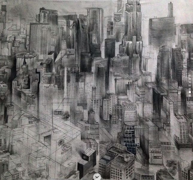 Draw massive, detailed cities in pencil for you by Wizboomstudios | Fiverr