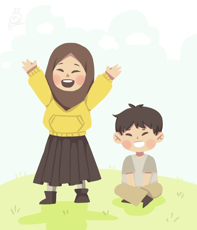 Draw cute chibi lineless digital by Ejool_ejool | Fiverr