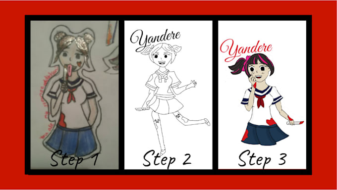 how to draw anime yandere chan