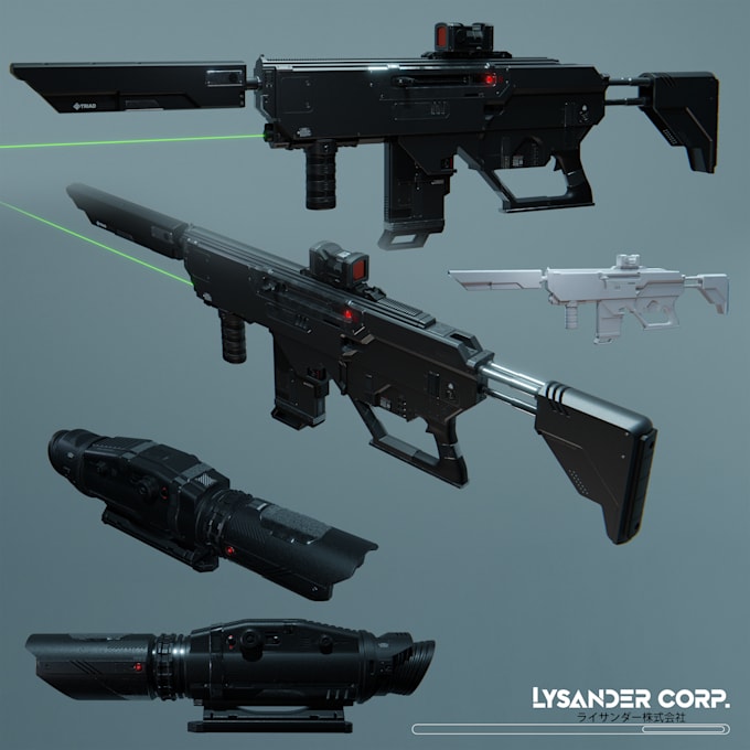 3d model a gun for your game or animation by Aidendesign | Fiverr