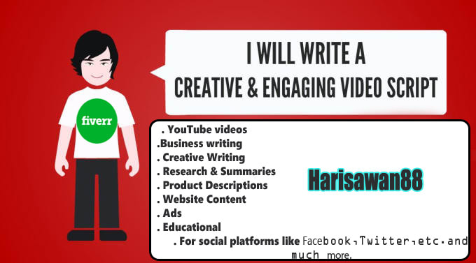 Write engaging video script for you by Harisawan88 | Fiverr Write engaging video script for you by Harisawan88 | Fiverr