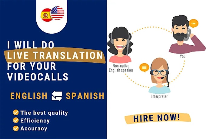 Be your live telephonic video spanish interpreter translator by ...