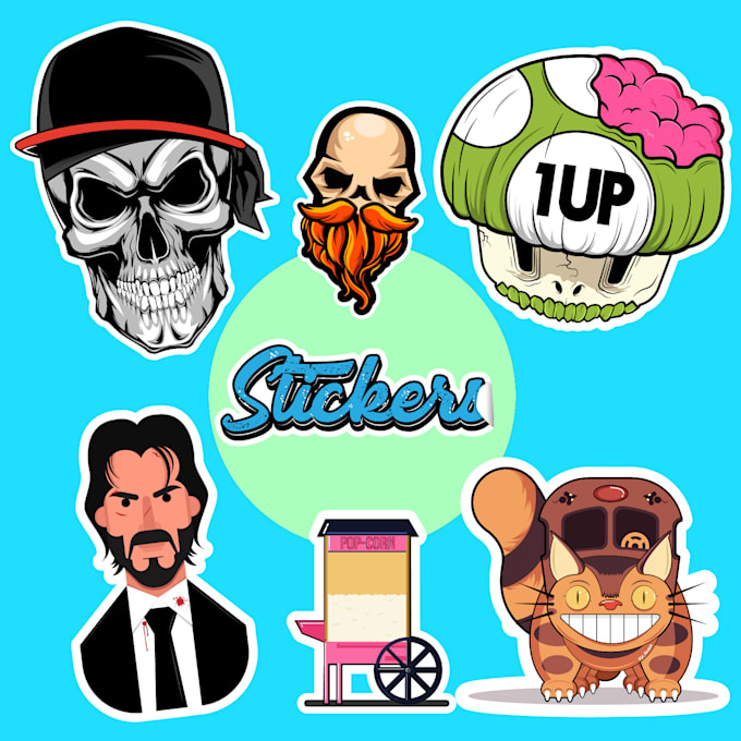Design custom cute badges stickers and characters by Octopuslab | Fiverr