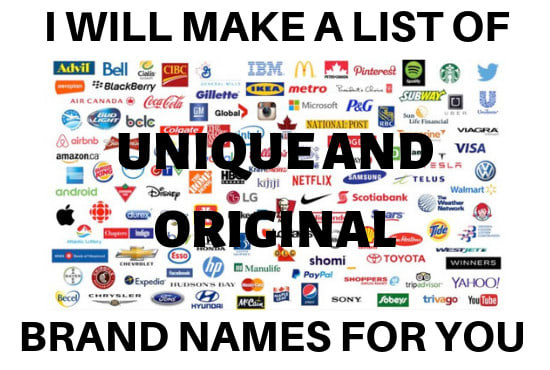 Make a list of brand name ideas by Kenjiao | Fiverr