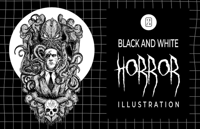 Hand drawn horror illustrations in ink by Yozart | Fiverr