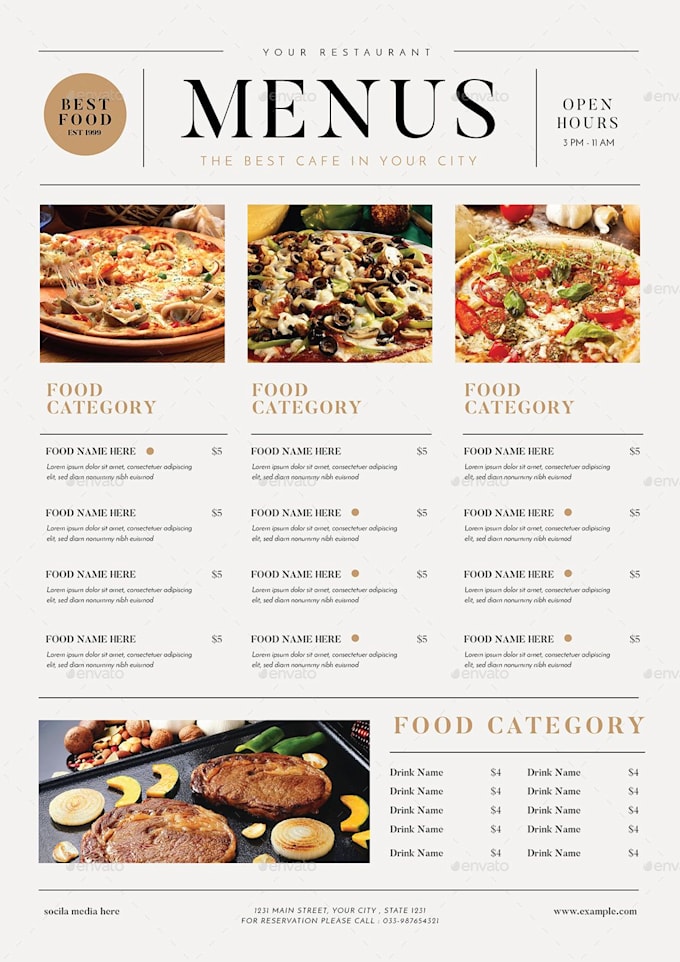 Design a professional menu for your restaurant by Jshelat | Fiverr